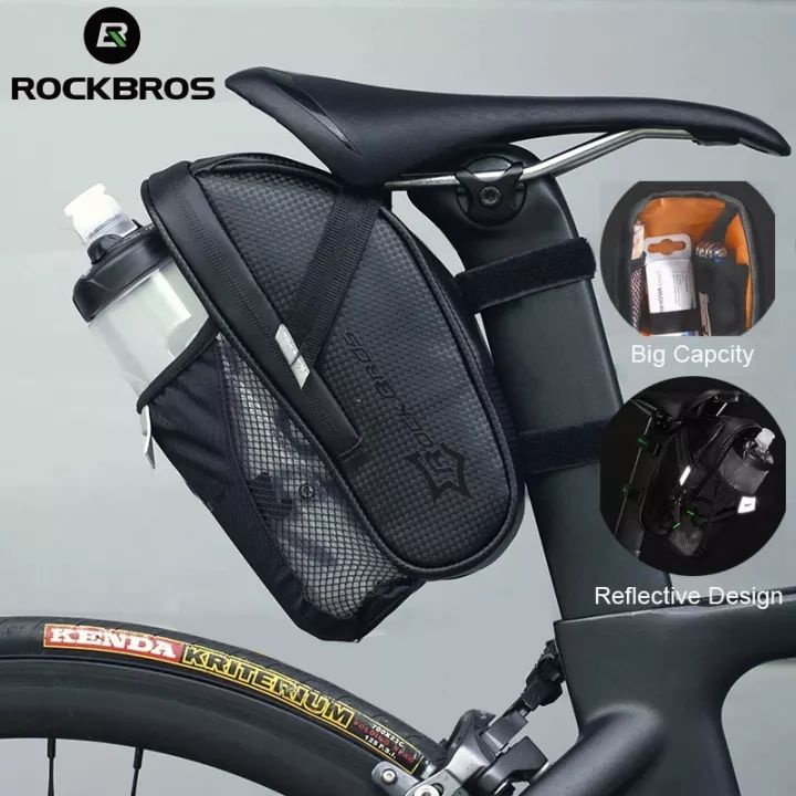 ROCKBROS Bike Saddle Bag With Water Bottle Pocket Waterproof MTB Rear ...