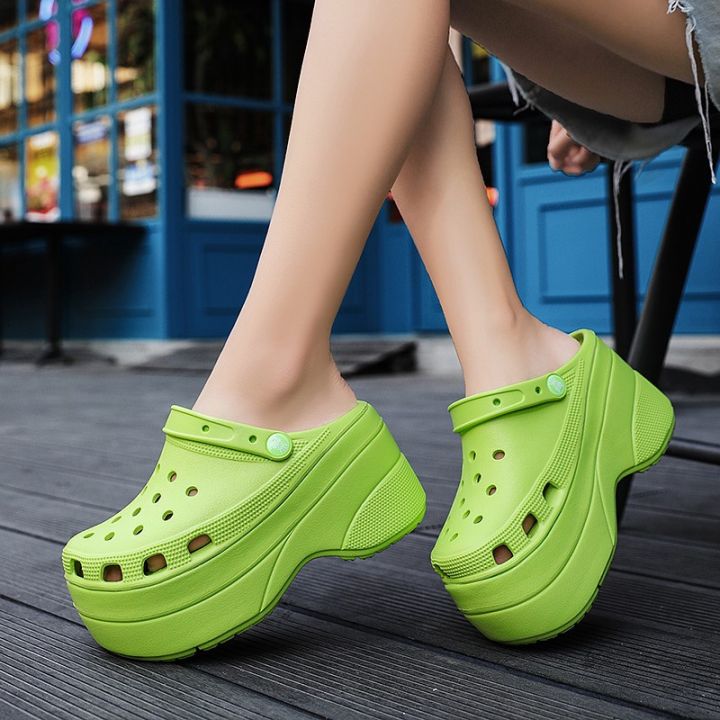 New pattern High-quality Lightweight 10cm/4inch Heeled Wedge Croc Clogs ...