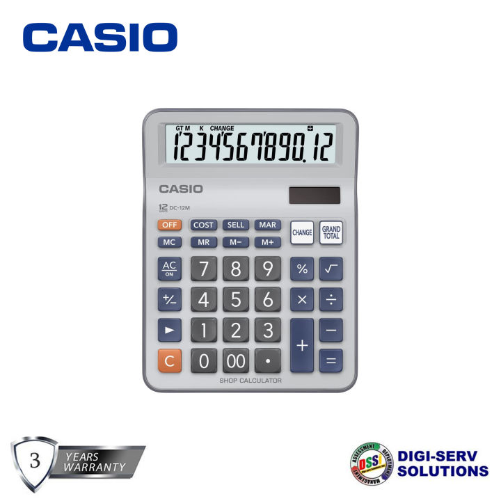 Casio DC-12M Calculator, Angled Display, Desktop Type, 12 digits ...