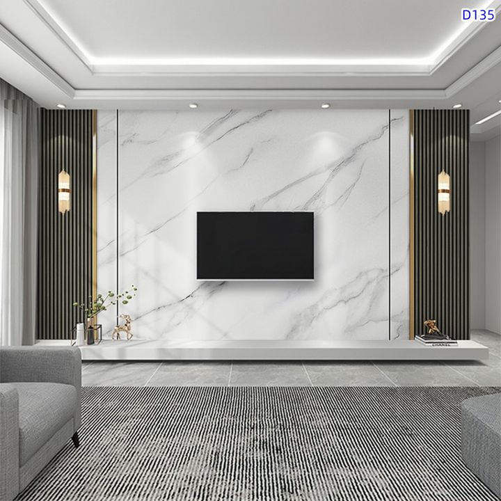 High quality wallpaper marble TV background design 45cm x 10m self ...
