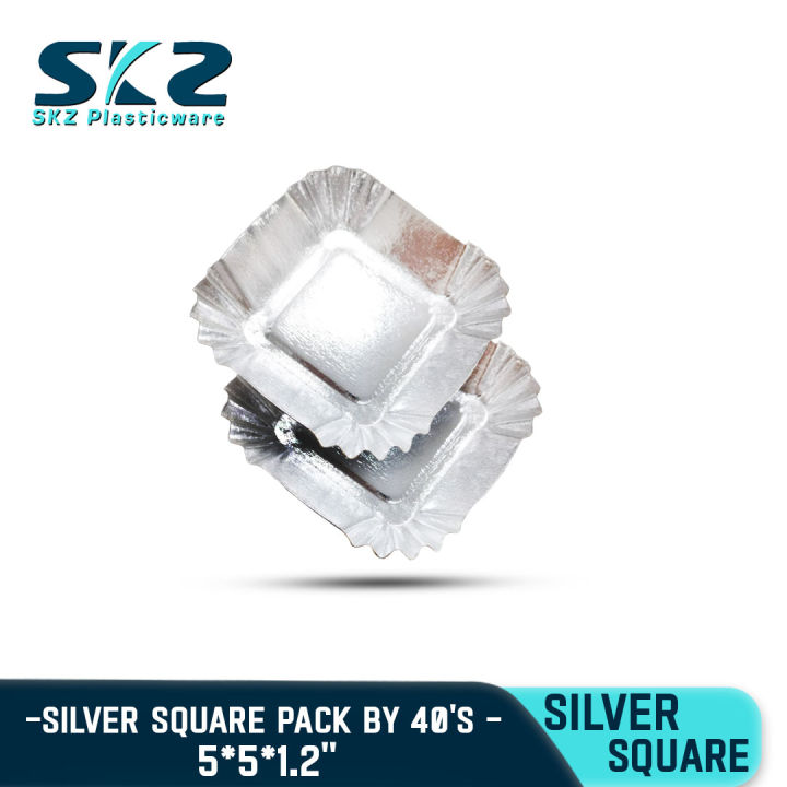 DISPOSABLE SILVER LAMINATED SQUARE PLATE 5" PACK BY 40'S | Lazada PH