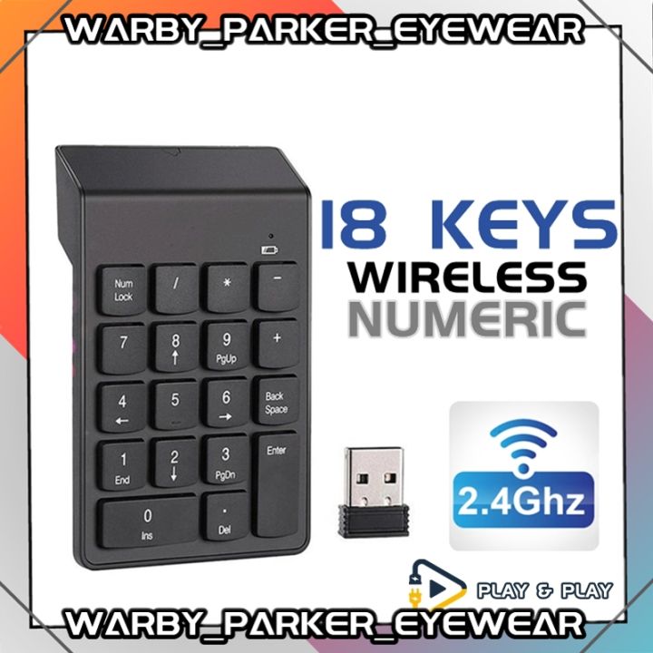 18 Keys Wireless Number Pad Keyboard With 2.4G USB Receiver Numeric ...