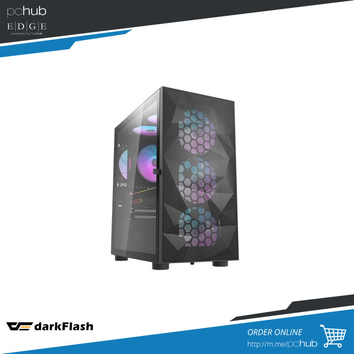 PChub | darkFlash DLM21 Mesh TG, mATX, black | Lazada PH