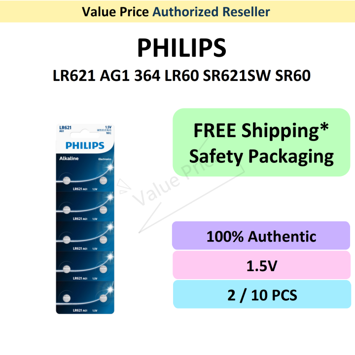 [Genuine] PHILIPS LR621 AG1 364 LR60 SR621SW SR60 164 363 G1A Coin ...