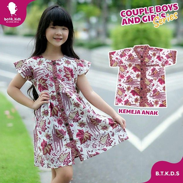 Dress Batik Anak Perempuan Putih Motif Daun Batik Kids Cantik Dan Lucu ...