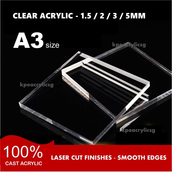 [Ready Stock] A3 Size - Clear Acrylic Sheet - Plexiglass - 1.5 / 2 / 3 ...