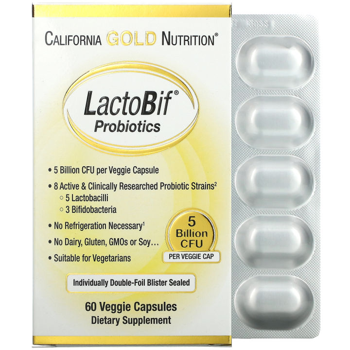 California Gold Nutrition, LactoBif Probiotics, 5 Billion CFU, 60 ...