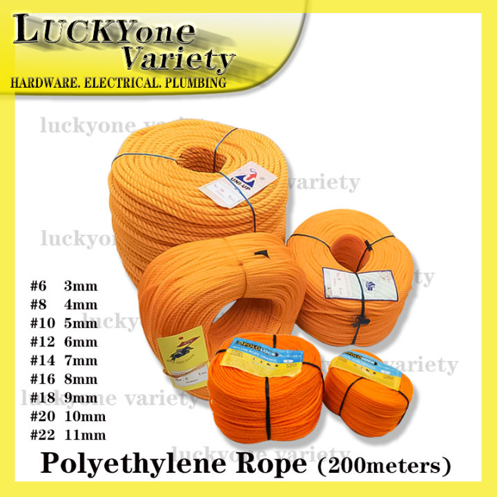 Polyethylene Rope / Nylon Rope #1/#2/#3/#4/#5/#6/#8/#10/#12/#14/#16/#18/#20/#22 (200 Meters Per ...