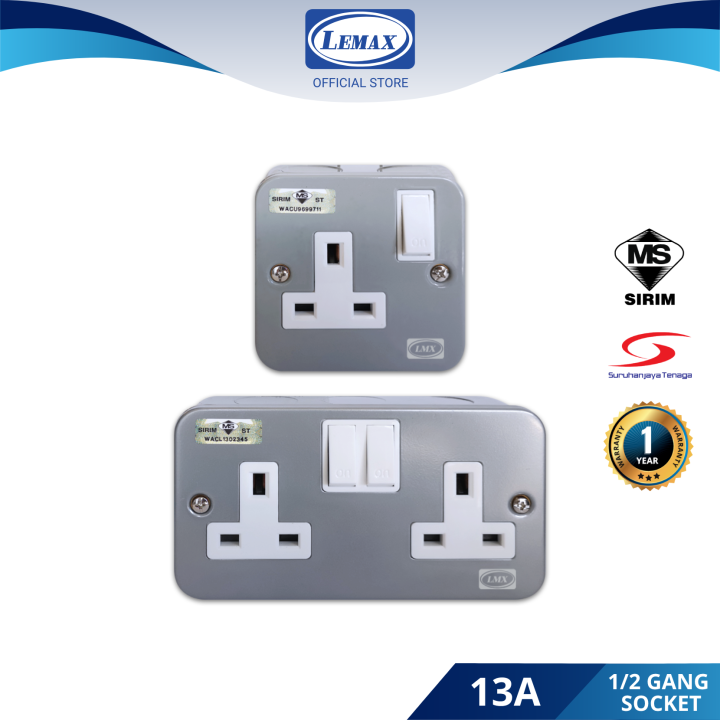 [SIRIM] LEMAX 13A Metal Clad Switch Socket Outlet (Single/Double ...