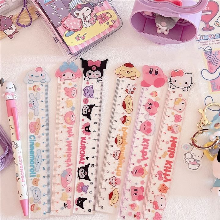 Cartoon Sanrio Acrylic Ruler Cute Kulomi KT Cat Transparent Ruler ...