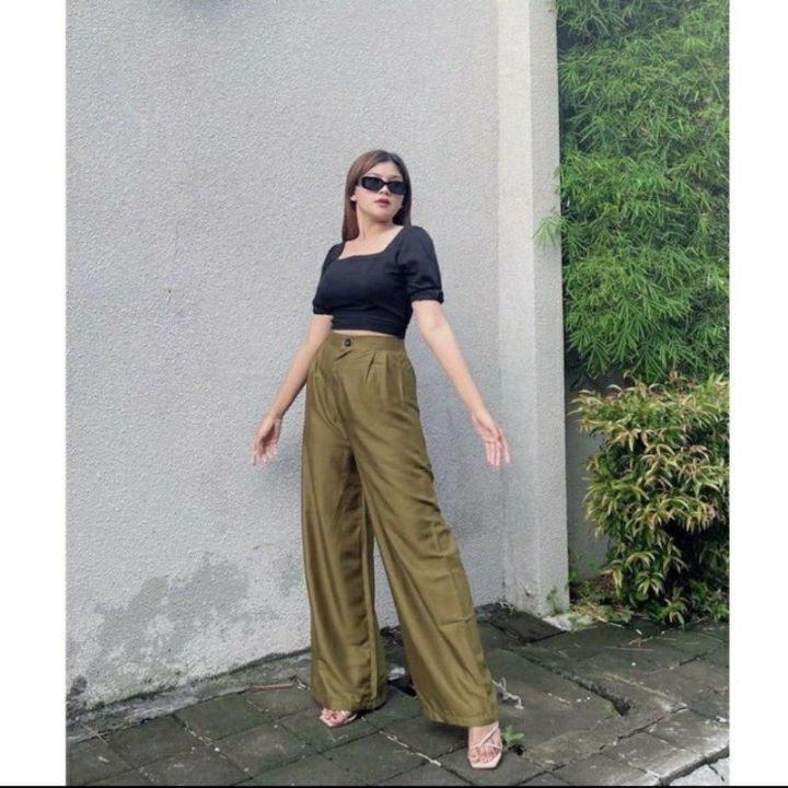 Kulot Highwaist Wide Leg Premium Rayon korean style - Celana Kulot ...