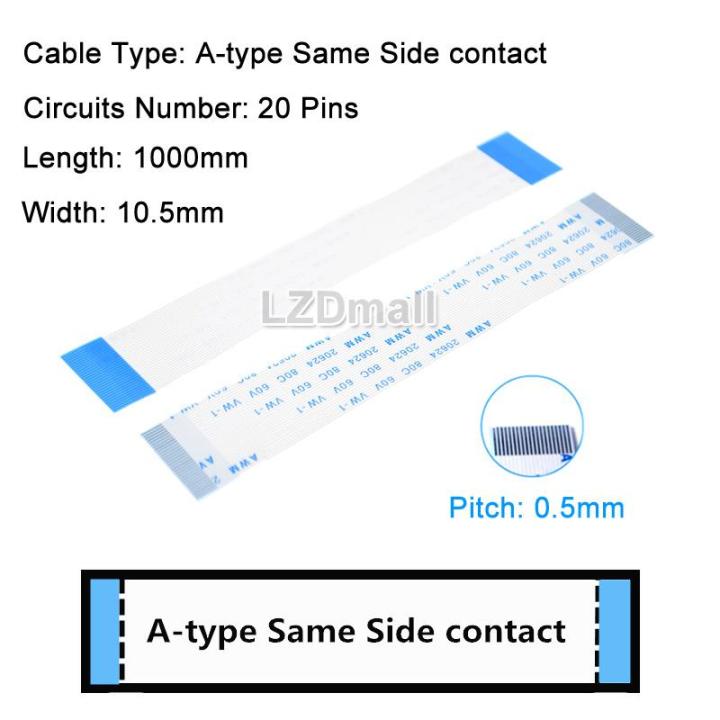 1pc FPC Ribbon Flexible Flat Cable Pitch 0.5mm Length 1000mm A-type ...