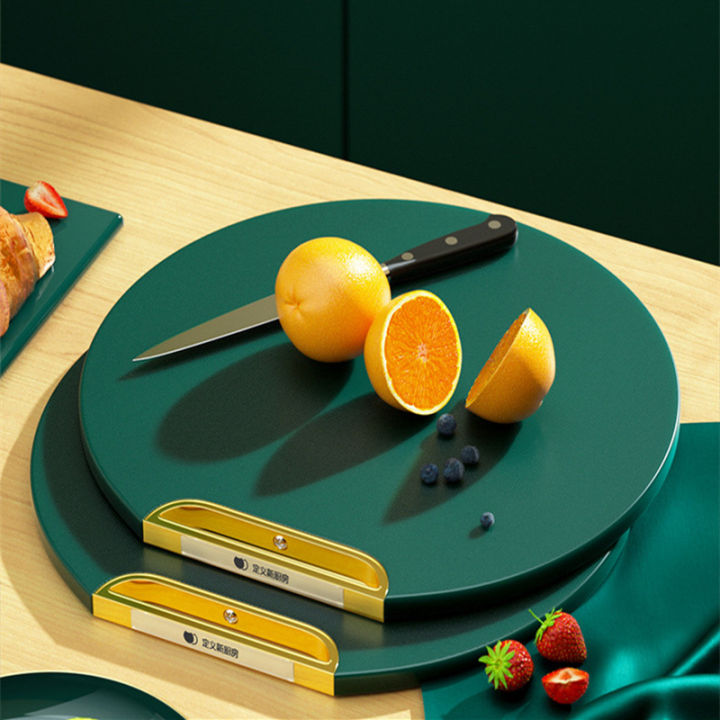 Double-sided Round Chopping Board with Rotating Handle Non-Slip PE ...