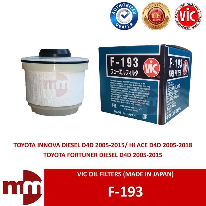 VIC Fuel Filter for TOYOTA INNOVA DIESEL 2005-2015 / HI ACE D4D 2005 ...