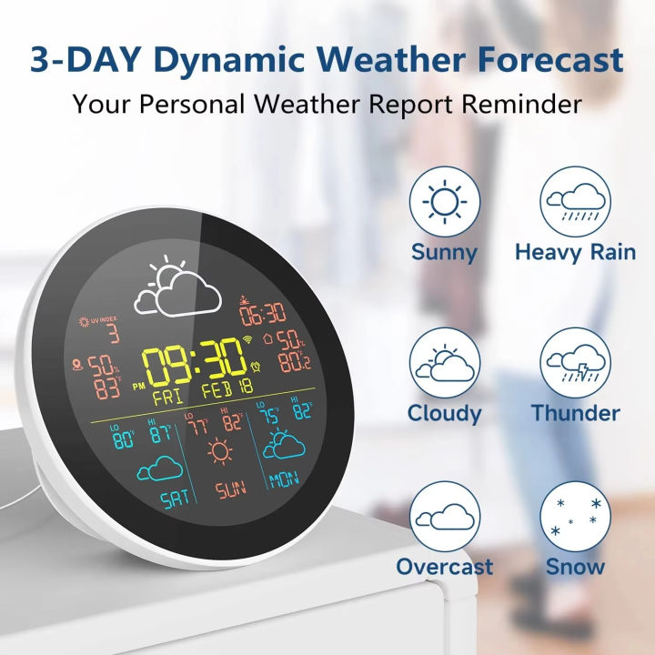 Tuya WiFi Weather Clock 3-Day Weather Forecast Weather Station Wireless ...