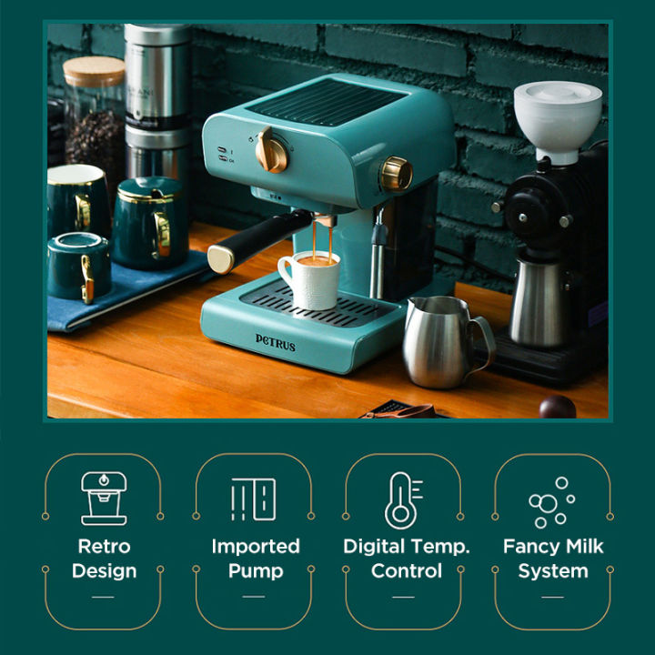 เครื่องทำกาแฟเอสเปรสโซ่เครื่องชงกาแฟแบบย้อนยุค20บาร์เครื่องเครื่องทำคา ...