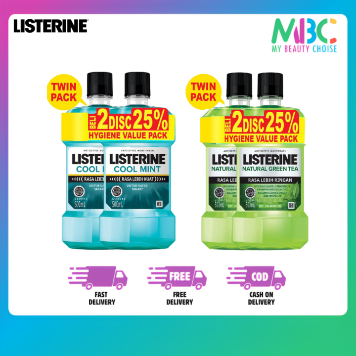 PAKET Listerine Twin Pack 500ml x 2 - Obat Kumur Antiseptic | Lazada Indonesia