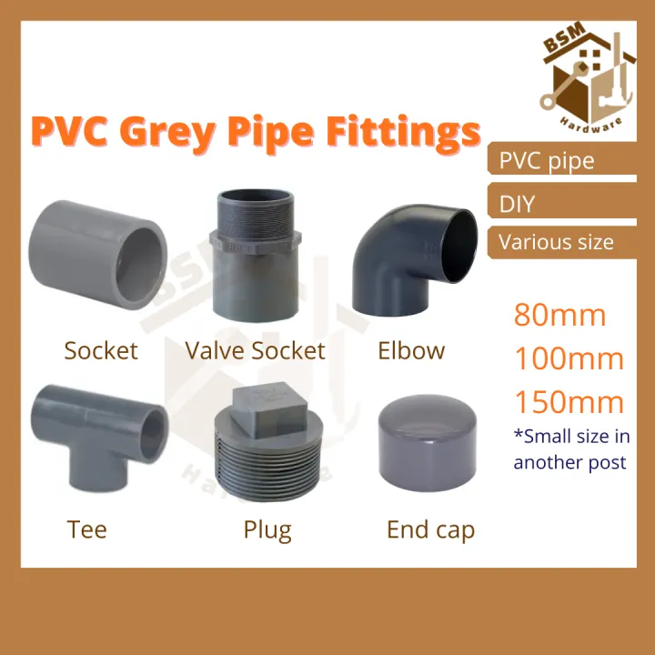 BSM PVC Pipe Joint PVC Pipe Joint Fitting Connector Penyambung Paip DIY PVC Grey Pipe Paip ...