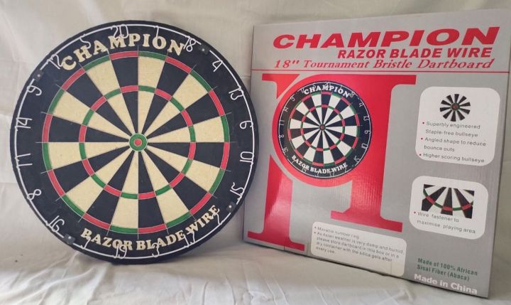 Champion Brand Tournament Dart Board 18" (inches) Razor Wire Bristle ...