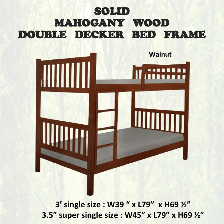 HISAKO Mahogany Solid Wooden Double Decker Bed Frame | Lazada Singapore
