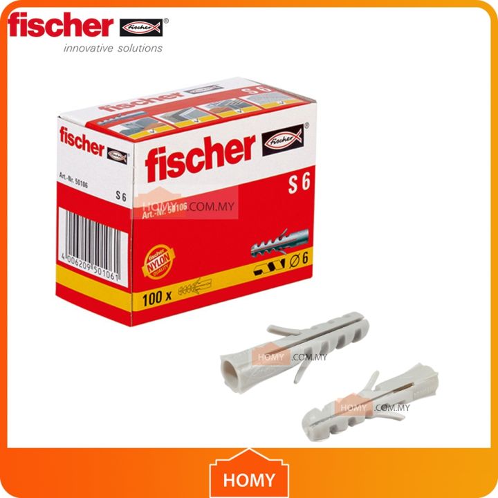 FISCHER Expansion Wall Plug S 6 x 30 Rimless 50106 (100pcs) | Lazada