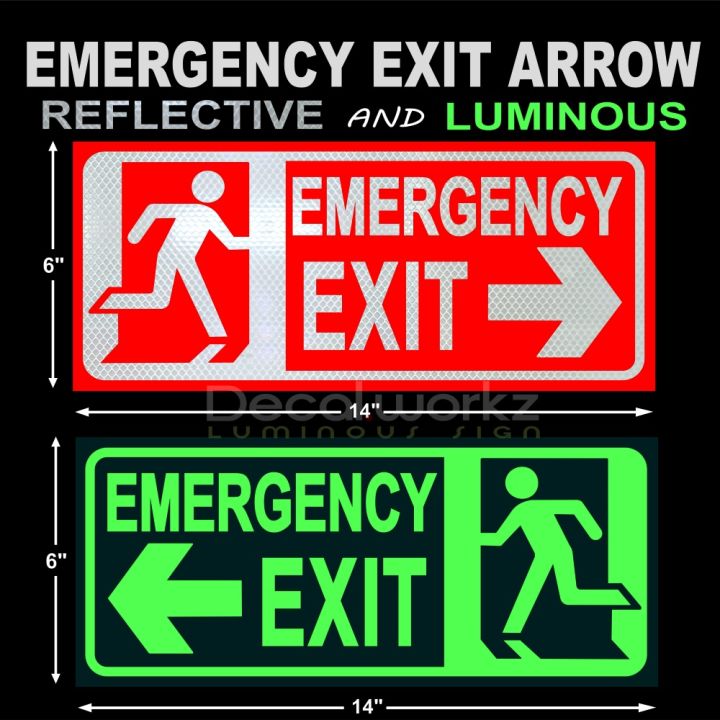 Reflectorize or Luminous EMERGENCY EXIT ARROW SIGN in 3mm Sintra Board ...
