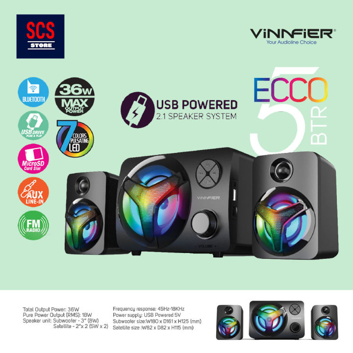 VINNFIER ECCO 5BTR / ECCO 3BTR Wireless Bluetooth 2.1 Speaker With FM ...