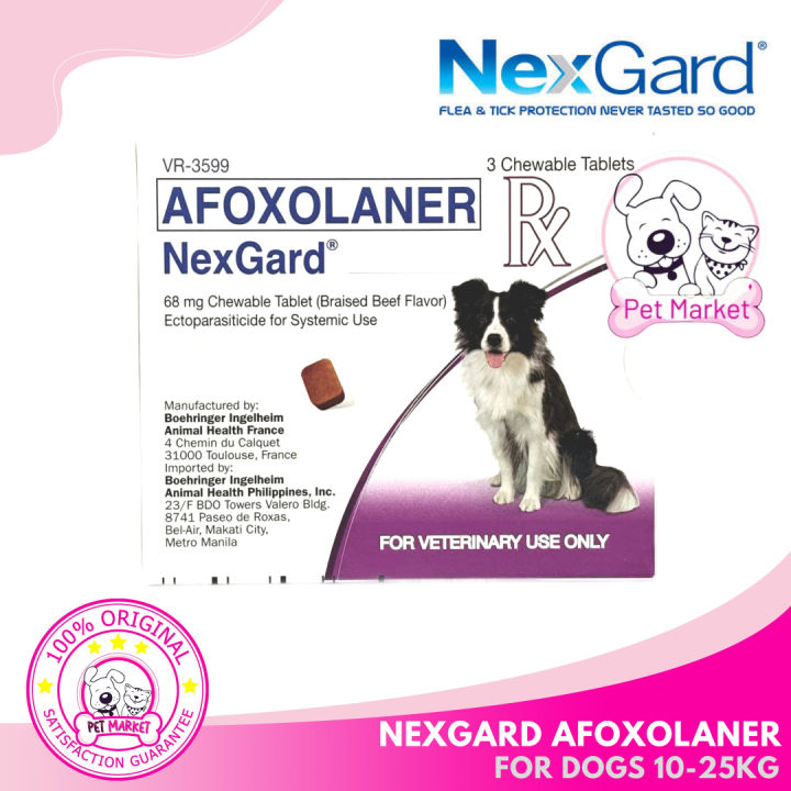 NEXGARD AFOXOLANER ANTI TICK AND FLEA FOR DOGS 10-25KG 3 AND 1 CHEWS ...