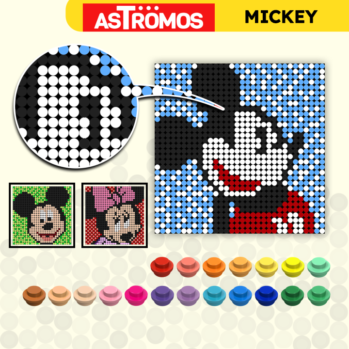 Build By Number 32x32 Mickey Mouse DIY Balok Lukisan Mosaik Pixel Paint ...