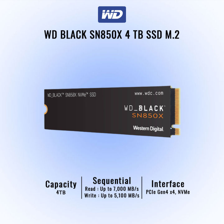 WD_BLACK 4TB SN850X SSD Gen4 M.2 2280 7,300 MB/s | Lazada.co.th