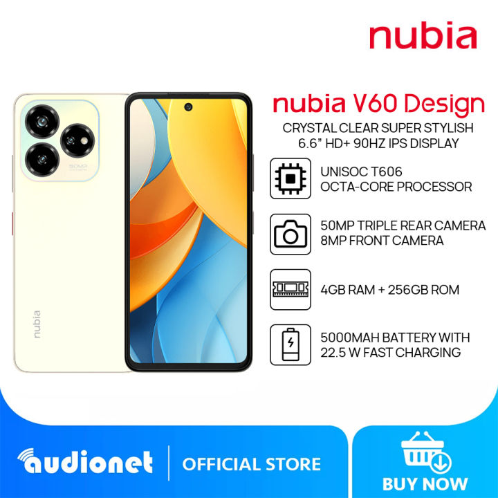 Nubia V60 Design Smartphone | 4GB+256GB | Unisoc T606 | 6.6” HD+ 90Hz Display | 50MP Triple Rear ...
