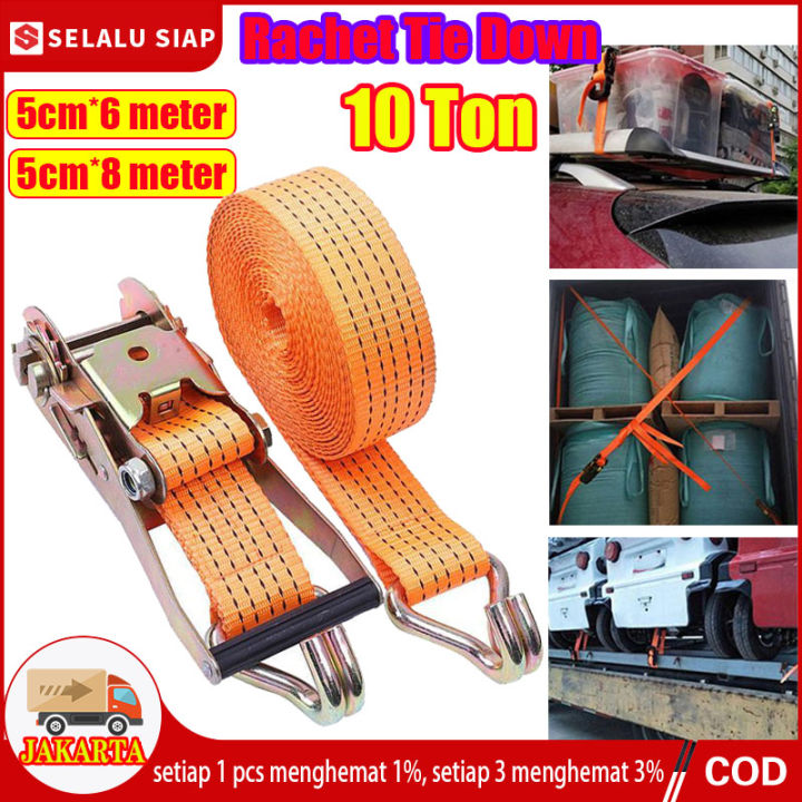 (dalam Stok, Dikirim Dari Jakarta)10 Ton Rachet Tie Down 5cmX6 Meter ...