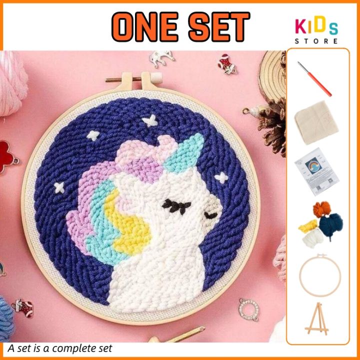 Embroidery Kit Needlework for Beginner Punch Needle Cross Stitch Set ...