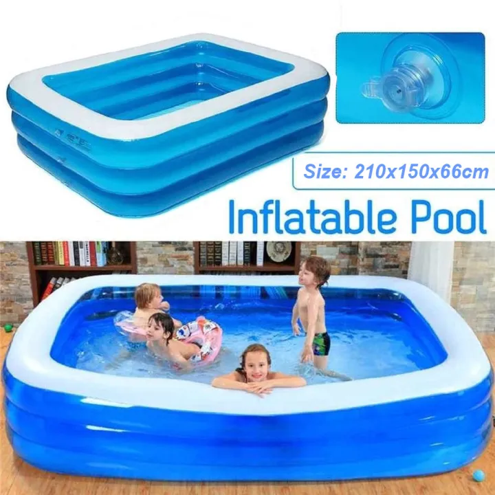 Inflatable Pool Family Pool Inflatable Swimming Pool 3 Layer Inflatable Kiddie Pools Family Swimming Pool Summer for Kids Adults Toddlers Outdoor Garden Backyard Swim Center Water Party SIZE 210x150x6...