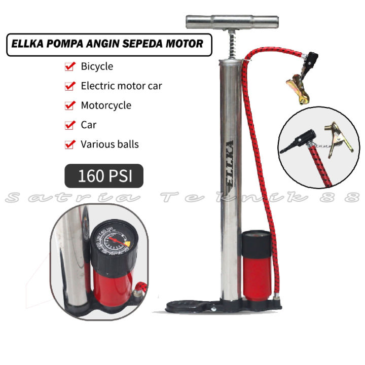 ELLKA - Pompa Angin Ban Sepeda dan Motor Kompa Speda Manual Dual Pentil ...