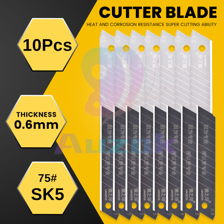 AUK 10Pcs 75# SK5 Steel Cutter Blade Set 18*105mm With Portable Box ...