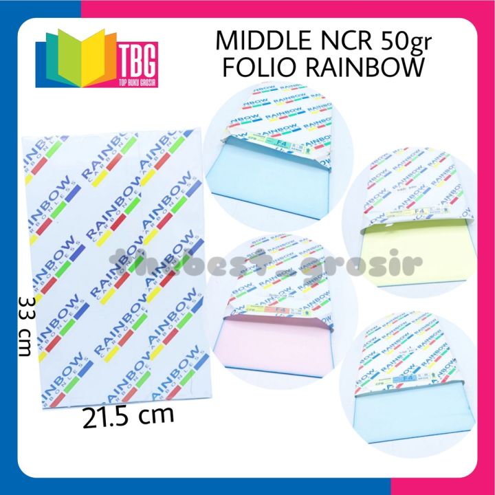 1 RIM (500 LEMBAR) KERTAS MIDDLE NCR 50GR FOLIO RAINBOW / KERTAS NOTA ...