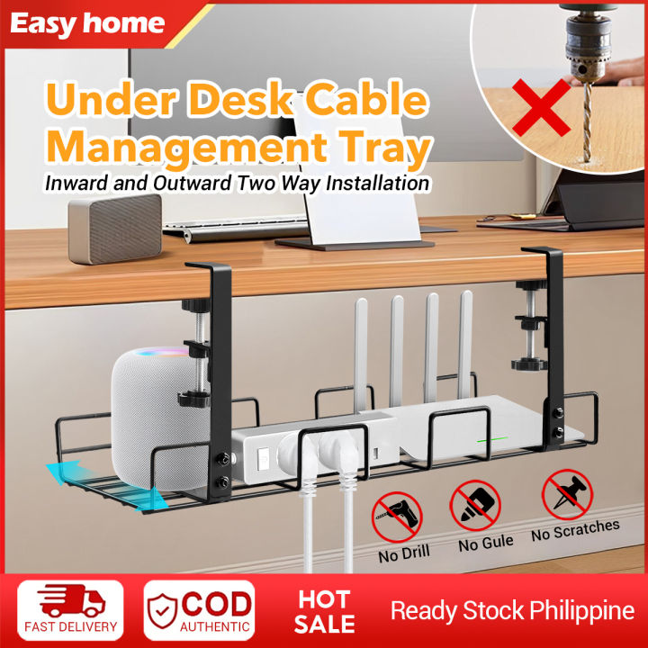 Under Desk Computer Storage Rack Cable Wire Organizer Table Extension ...