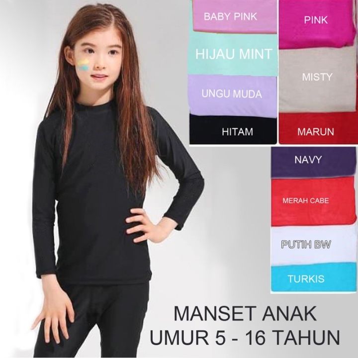 MANSET ANAK PEREMPUAN 3-12 TAHUN | DALAMAN MANGSET LENGAN PANJANG KAOS ...