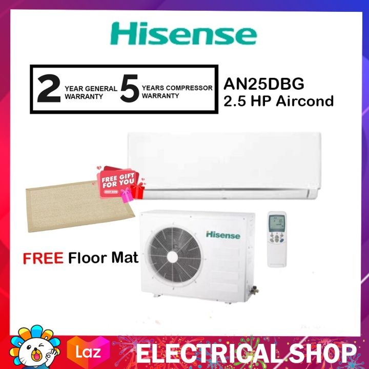 Hisense 2.5hp Air Conditioner Ionizer R32 Non- Inverter (Free Floor Mat) Aircond | Lazada