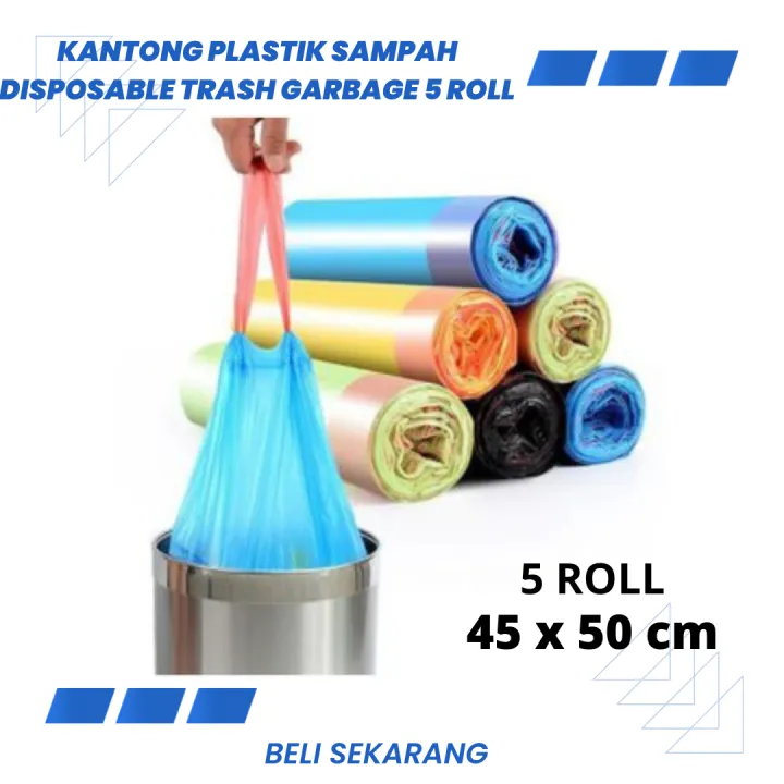 Kantong Plastik Sampah Disposable Trash Garbage 5 Roll Ukuran 45 x 50 cm / kantong plastik ...
