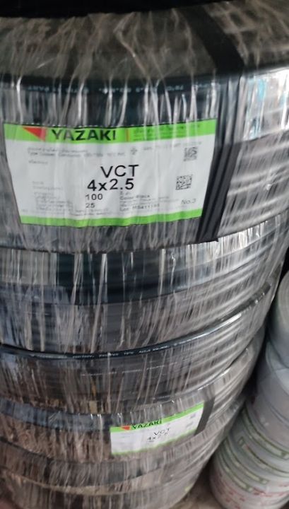 THAIYAZAKI สายไฟ VCT ยาซากิ ขนาด 4X2.5 SQ.MM. 100เมตร (YAZAKI) สายไฟหุ้มฉนวน 2ชั้น สายไฟดำ ...