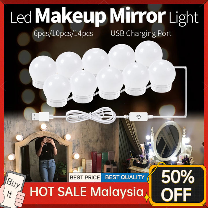 3 Modes LED Bulbs Mirror Light Portable Makeup Mirror Light Bulb USB ...