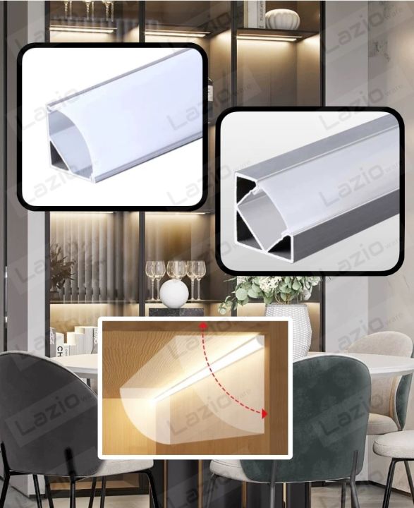 (1m/1.5m) LED strip light aluminium V channel / profile track rail ...