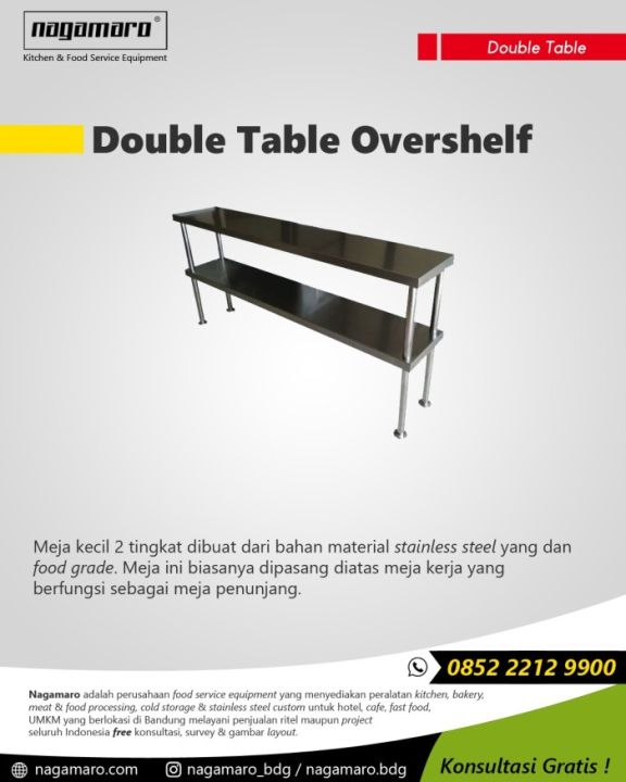 Meja kecil 2 tingkat stainless steel / Double table overshelf stainless ...