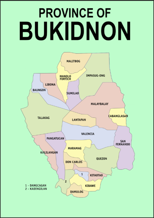 Bukidnon Province Map Waterproof A4 Laminated Chart | Lazada PH