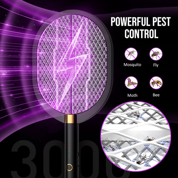 (In Stock) Rechargeable Electric Mosquito Racket Handheld 3 in 1 ...