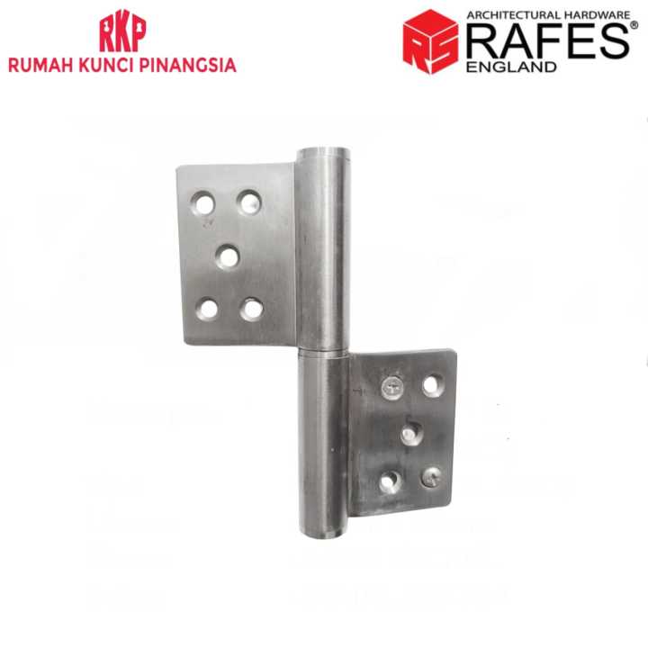 Door Hinge Engsel Pintu (5" x 4" x 3 mm) Silver Stainless Steel SUS 304 ...