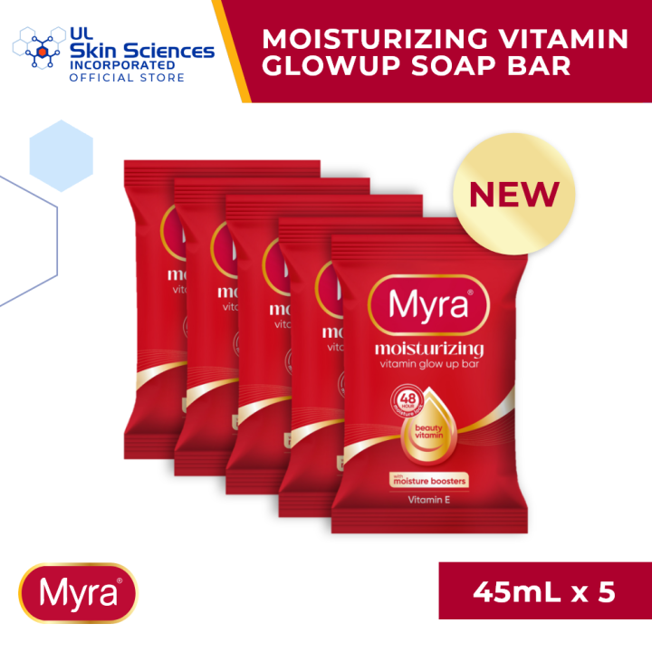 Myra Moisturizing Vitamin GlowUp Soap Bar 45g (Bundle of 5) | Lazada PH