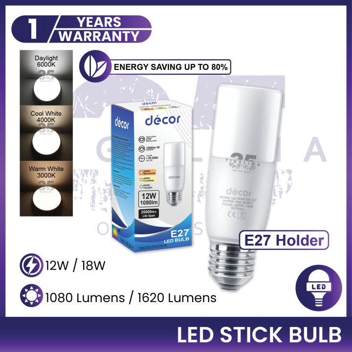 LED Stick Bulb E27 12W 18W Energy Saving Light Bulb LED Bulb Mentol Lampu Daylight / Coolwhite ...